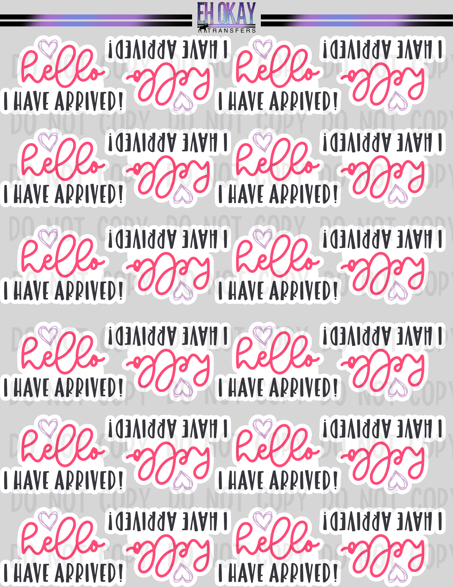 Hello - Vinyl sticker sheet – Eh Okay Transfers