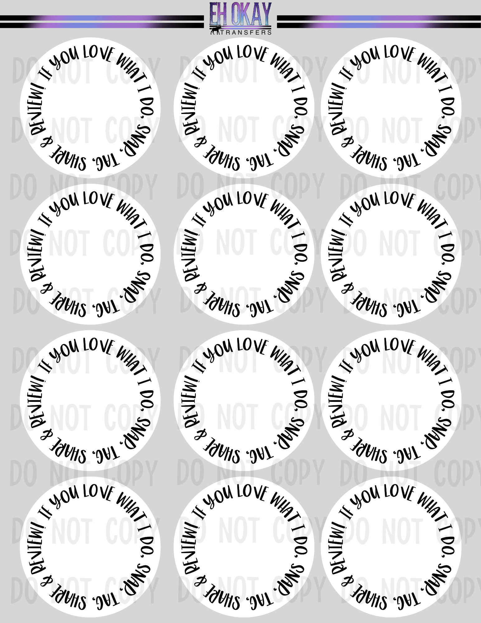Snap, tag, share - Vinyl sticker sheet – Eh Okay Transfers