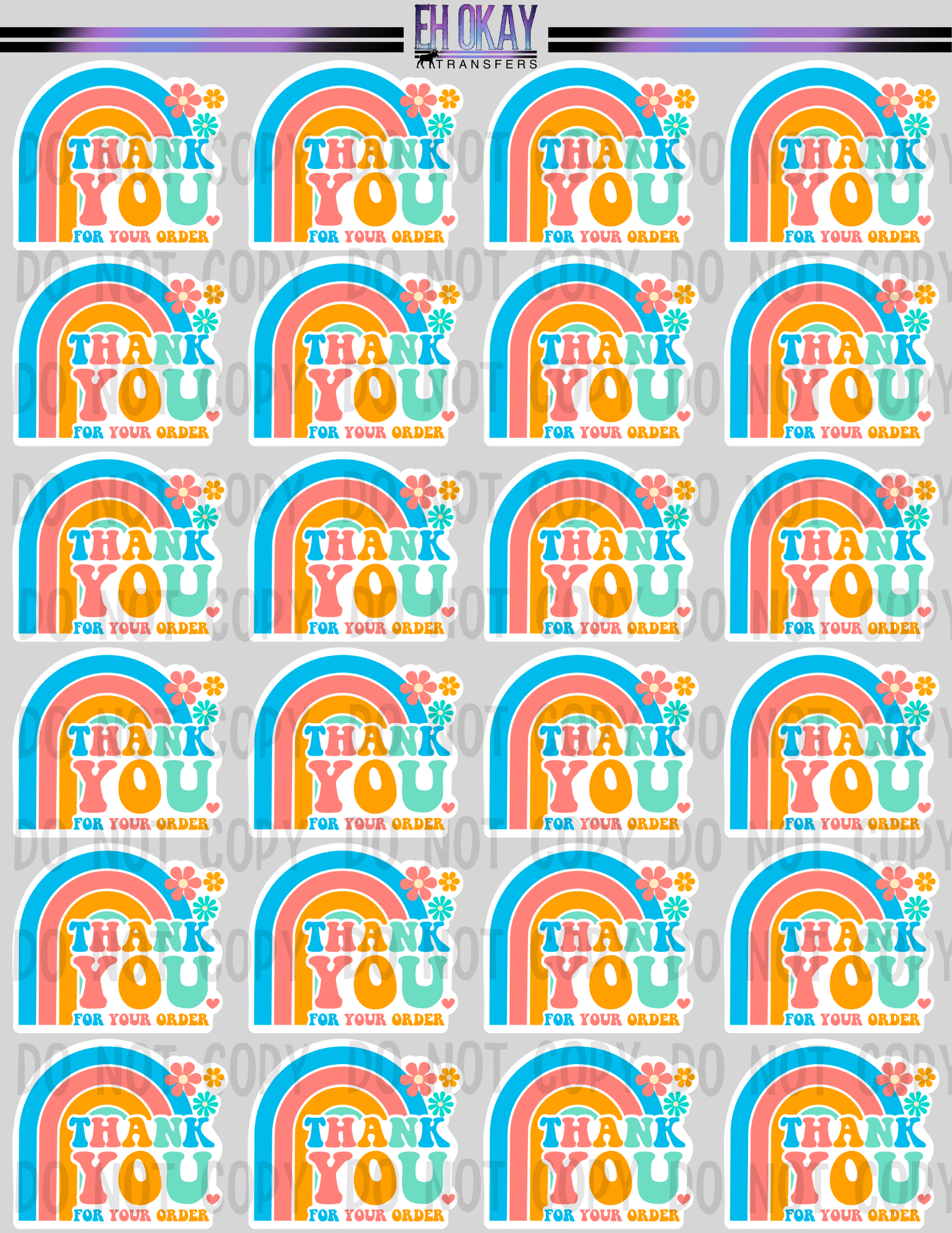 Thank you rainbow - Vinyl sticker sheet – Eh Okay Transfers