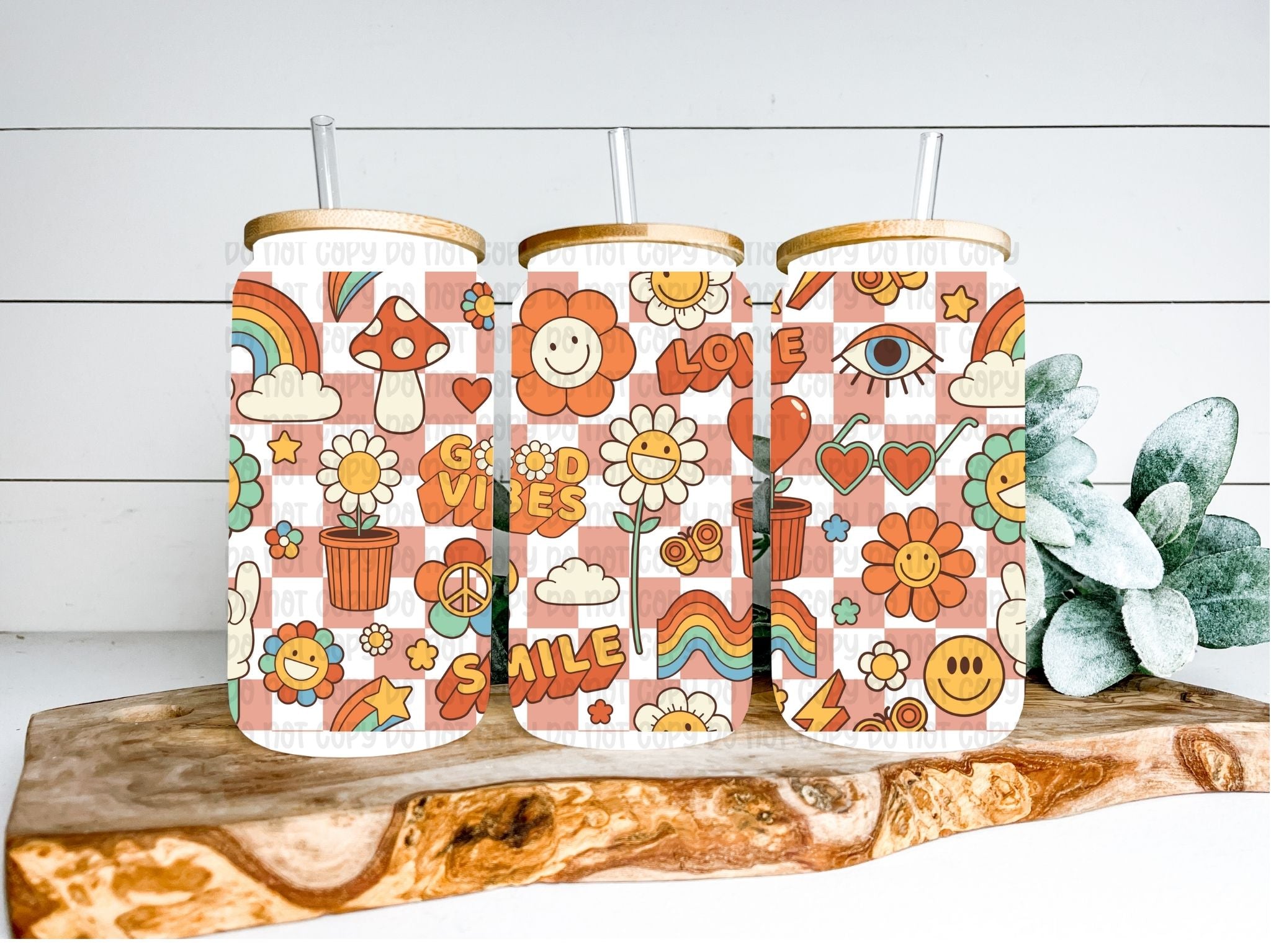 Checkered Groovy Wrap 16oz - UV DTF – Eh Okay Transfers